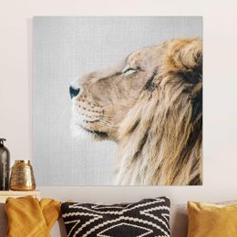 Bilderwelten Leinwandbild Tiere Motiv Kunstdruck schwarz weiss - L&ouml;we Leopold - L&ouml;we XXL Kinderzimmer Baby M&auml;dchen Jungen