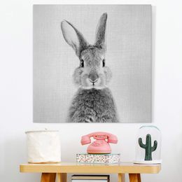 Bilderwelten Leinwandbild Tiere Motiv Kunstdruck schwarz weiss - Hase Hilbert Schwarz Wei&szlig; - Wandbild XXL Kinderzimmer Baby M&auml;dchen Jungen