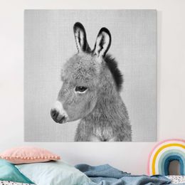 Bilderwelten Leinwandbild Tiere Motiv Kunstdruck schwarz weiss - Esel Ernesto Schwarz Wei&szlig; - Wandbild XXL Kinderzimmer Baby M&auml;dchen Jungen