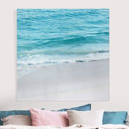 Bilderwelten Leinwandbild Strand Motiv Kunstdruck t&uuml;rkis - Sanfte Wellen in Malibu - Landschaft XXL Wohnzimmer Schlafzimmer