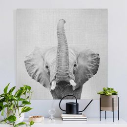 Bilderwelten Leinwandbild Tiere Motiv Kunstdruck schwarz weiss - Elefant Ewald Schwarz Wei&szlig; - Elefant XXL Kinderzimmer Baby M&auml;dchen Jungen