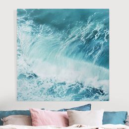 Bilderwelten Leinwandbild Strand Motiv Kunstdruck t&uuml;rkis - St&auml;rke des Ozeans - Landschaft XXL Wohnzimmer Schlafzimmer