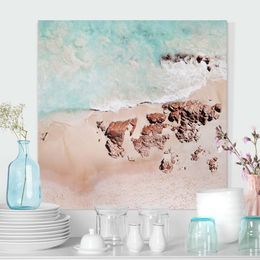 Bilderwelten Leinwandbild Strand Motiv Kunstdruck t&uuml;rkis - Golden Rose Beach - Landschaft XXL Wohnzimmer Schlafzimmer