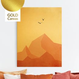 Bilderwelten Leinwandbild Natur Illustration Kunstdruck rosa - Zugspitze in Rosa F&auml;rbung - Berg XXL Wohnzimmer Schlafzimmer
