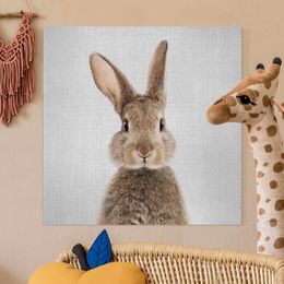 Bilderwelten Leinwandbild Tiere Motiv Kunstdruck schwarz weiss - Hase Hilbert - Wandbild XXL Kinderzimmer Baby M&auml;dchen Jungen