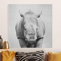 Bilderwelten Leinwandbild Nashorn Nora Schwarz Wei&szlig;