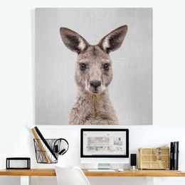 Bilderwelten Leinwandbild Tiere Motiv Kunstdruck schwarz weiss - K&auml;nguru Knut - Wandbild XXL Kinderzimmer Baby M&auml;dchen Jungen