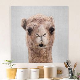 Bilderwelten Leinwandbild Tiere Motiv Kunstdruck schwarz weiss - Kamel Konrad - Wandbild XXL Kinderzimmer Baby M&auml;dchen Jungen