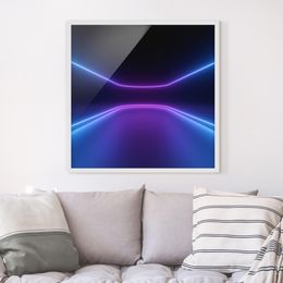 Bilderwelten Bild mit Rahmen blau Neon Art inkl. Rahmung - Neonlichter - Deko Jugendzimmer