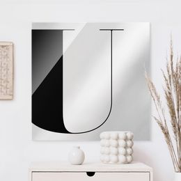 Bilderwelten Glasbild Buchstaben & Zahlen modern schwarz weiss Glas Wandbild - Antiqua Letter U - Deko Jugendzimmer