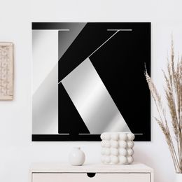 Bilderwelten Glasbild Buchstaben & Zahlen modern schwarz weiss Glas Wandbild - Antiqua Letter K Schwarz - Deko Jugendzimmer