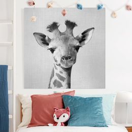 Bilderwelten Leinwandbild Tiere Motiv Kunstdruck schwarz weiss - Baby Giraffe Gandalf Schwarz Wei&szlig; - Giraffen XXL Kinderzimmer Baby M&auml;dchen Jungen