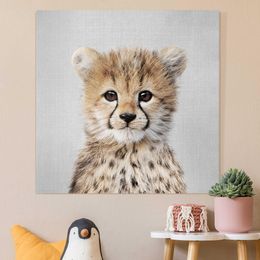 Bilderwelten Leinwandbild Tiere Motiv Kunstdruck schwarz weiss - Baby Gepard Gino - Wandbild XXL Kinderzimmer Baby M&auml;dchen Jungen