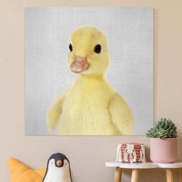 Bilderwelten Leinwandbild Tiere Motiv Kunstdruck schwarz weiss - Baby Ente Emma - V&ouml;gel XXL Kinderzimmer Baby M&auml;dchen Jungen