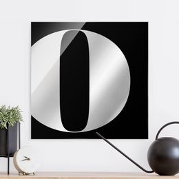 Bilderwelten Glasbild Buchstaben & Zahlen modern schwarz weiss Glas Wandbild - Antiqua Letter O Schwarz - Deko Jugendzimmer