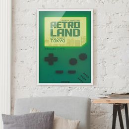 Bild mit Rahmen Retro Gaming Konsole in Türkis