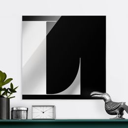 Bilderwelten Glasbild Buchstaben & Zahlen modern schwarz weiss Glas Wandbild - Antiqua Letter L Schwarz - Deko Jugendzimmer