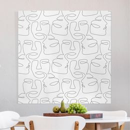 Bilderwelten Leinwandbild Portrait modern Kunstdruck schwarz weiss - Line Art - Close to you - Wandbild XXL Wohnzimmer Schlafzimmer