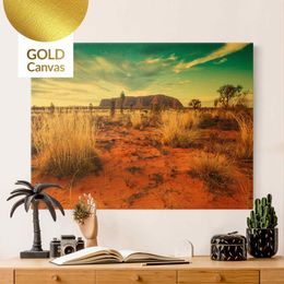 Bilderwelten Leinwandbild Natur Motiv Kunstdruck orange - Steppe - Landschaft XXL Wohnzimmer Schlafzimmer