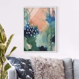 Bilderwelten Bild mit Rahmen originell orange modern inkl. Rahmung - Abstrakte Schichten II - Deko Wohnzimmer Schlafzimmer