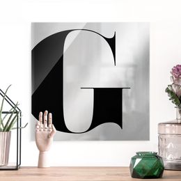 Bilderwelten Glasbild Buchstaben & Zahlen modern schwarz weiss Glas Wandbild - Antiqua Letter G - Deko Jugendzimmer