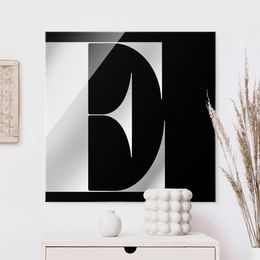 Bilderwelten Glasbild Buchstaben & Zahlen modern schwarz weiss Glas Wandbild - Antiqua Letter E Schwarz - Deko Jugendzimmer