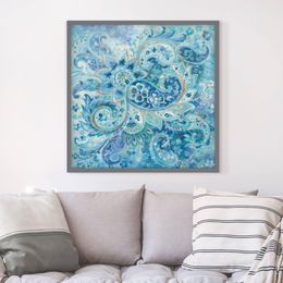 Bilderwelten Bild mit Rahmen Indisches Paisley in blau