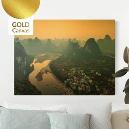 Bilderwelten Leinwandbild Stadt am Fluss