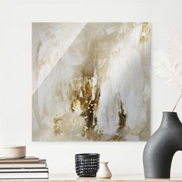 Bilderwelten Glasbild originell Abstrakt gold Glas Wandbild - Goldener Treibsand II - Deko Wohnzimmer Schlafzimmer