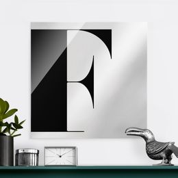 Bilderwelten Glasbild Buchstaben & Zahlen modern schwarz weiss Glas Wandbild - Antiqua Letter F - Deko Jugendzimmer