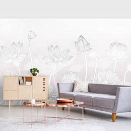 Bilderwelten Fototapete Lotus Illustration Silber und Violett