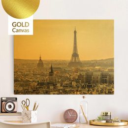 Bilderwelten Leinwandbild Stadt Vintage Kunstdruck beige - Paris im Morgengrauen - Paris XXL Wohnzimmer Schlafzimmer
