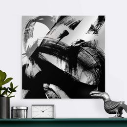 Bilderwelten Glasbild originell Abstrakt schwarz weiss Glas Wandbild - Onyx in Bewegung II - Deko Wohnzimmer Schlafzimmer