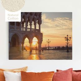 Bilderwelten Leinwandbild Promenade bei Sonnenaufgang