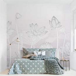 Fototapete Lotus Illustration Silber und Violett