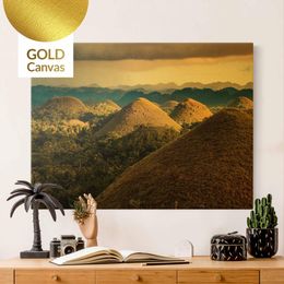 Bilderwelten Leinwandbild Natur Motiv Kunstdruck gr&uuml;n - Schokoladenh&uuml;gel Landschaft - Landschaft XXL Wohnzimmer Schlafzimmer