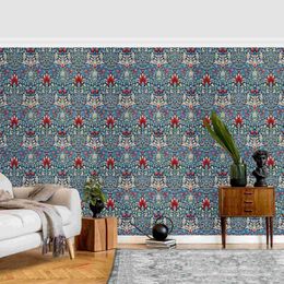 Bilderwelten Fototapete originell Vintage Wandtapete t&uuml;rkis - William Morris - Vintage Snakeheads - Retro Wohnzimmer Schlafzimmer