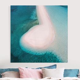 Bilderwelten Leinwandbild Strand Motiv Kunstdruck t&uuml;rkis - Sandbank im Ozean - Landschaft XXL Wohnzimmer Schlafzimmer