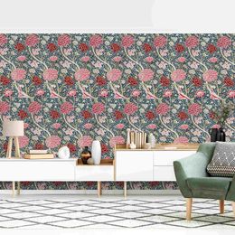 Bilderwelten Fototapete originell Vintage Wandtapete rosa - William Morris - Vintage Cray Pattern - Retro Wohnzimmer Schlafzimmer