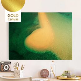 Bilderwelten Leinwandbild Strand Motiv Kunstdruck t&uuml;rkis - Sandbank im Ozean - Landschaft XXL Wohnzimmer Schlafzimmer