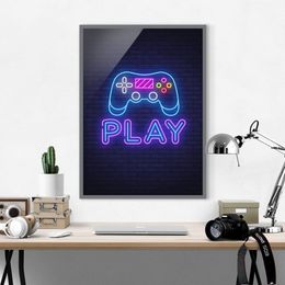 Bilderwelten Bild mit Rahmen Neon Gaming Controller