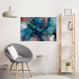 Bilderwelten Glasbild Unterwasser in Petrol und Rot mit Gold