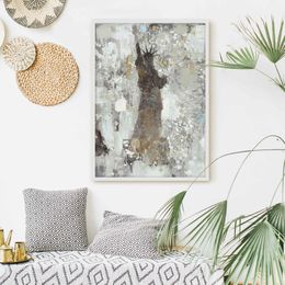 Bilderwelten Bild mit Rahmen originell beige modern inkl. Rahmung - Die Freiheitsstatue in warmen Farben - New York Jugendzimmer