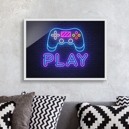 Bilderwelten Bild mit Rahmen Neon Gaming Controller