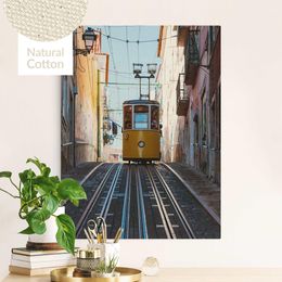 Bilderwelten Leinwandbild Gelbe Seilbahn in Lissabon