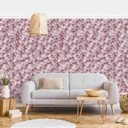 Bilderwelten Fototapete originell modern Fliesenoptik rosa - Aquarell Fischschuppen Fliesen Rosa - Deko K&uuml;che