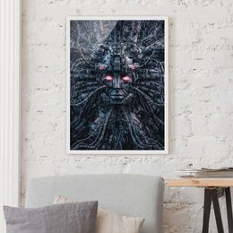 Bilderwelten Bild mit Rahmen Portrait schwarz Digital Art inkl. Rahmung - Menschliche Maschine - Deko Jugendzimmer