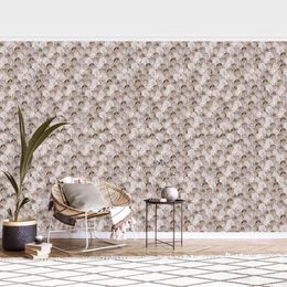 Bilderwelten Fototapete originell modern Fliesenoptik beige - Aquarell Fischschuppen Fliesen Beige - Deko K&uuml;che