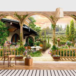 Bilderwelten Fototapete Natur Fotomontage Wandtapete bunt - Idyllischer Ausblick - Landschaft Wohnzimmer Schlafzimmer