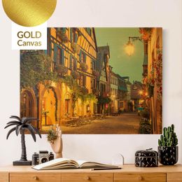 Bilderwelten Leinwandbild Motiv Kunstdruck bunt - Farbenfrohe Gasse - Wandbild XXL Wohnzimmer Schlafzimmer